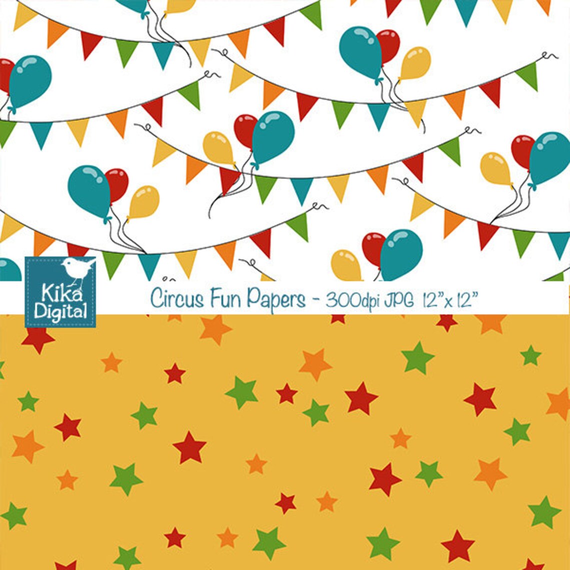 Circus Digital Papers Digital Scrapbooking Papers card | Etsy