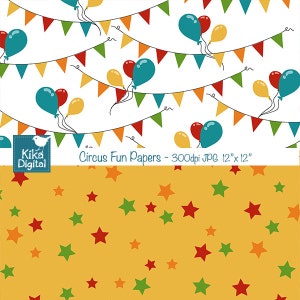 Circus Digital Papers Digital Scrapbooking Papers card | Etsy