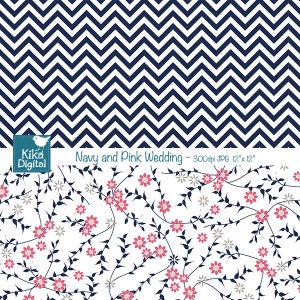 Navy and Pink Digital Papers Navy and Coral Digital Papers - Etsy