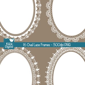 Oval Lace Frames Digital Clipart, Digital Wedding Frames, Scrapbooking ...