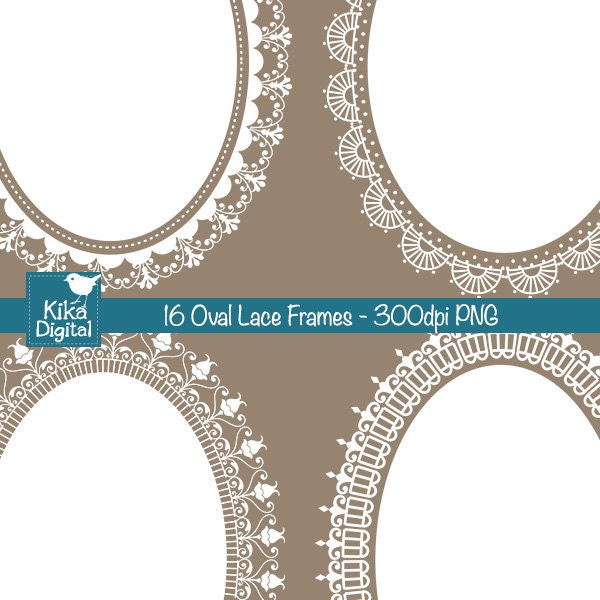 Oval Lace Frames Digital Clipart Digital Wedding Frames - Etsy