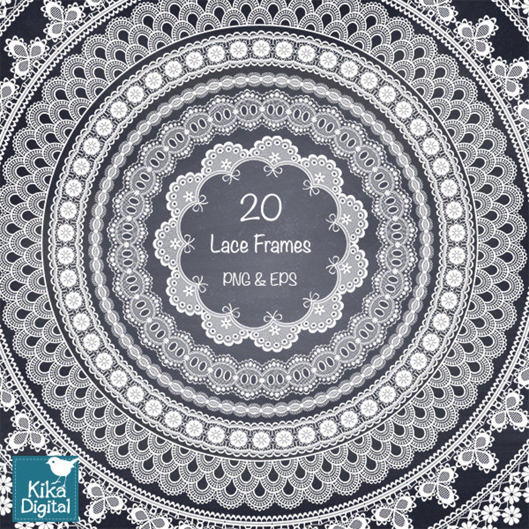 White Lace Frames, Digital Lace Clip Art, Wedding Lace Borders, Digital ...