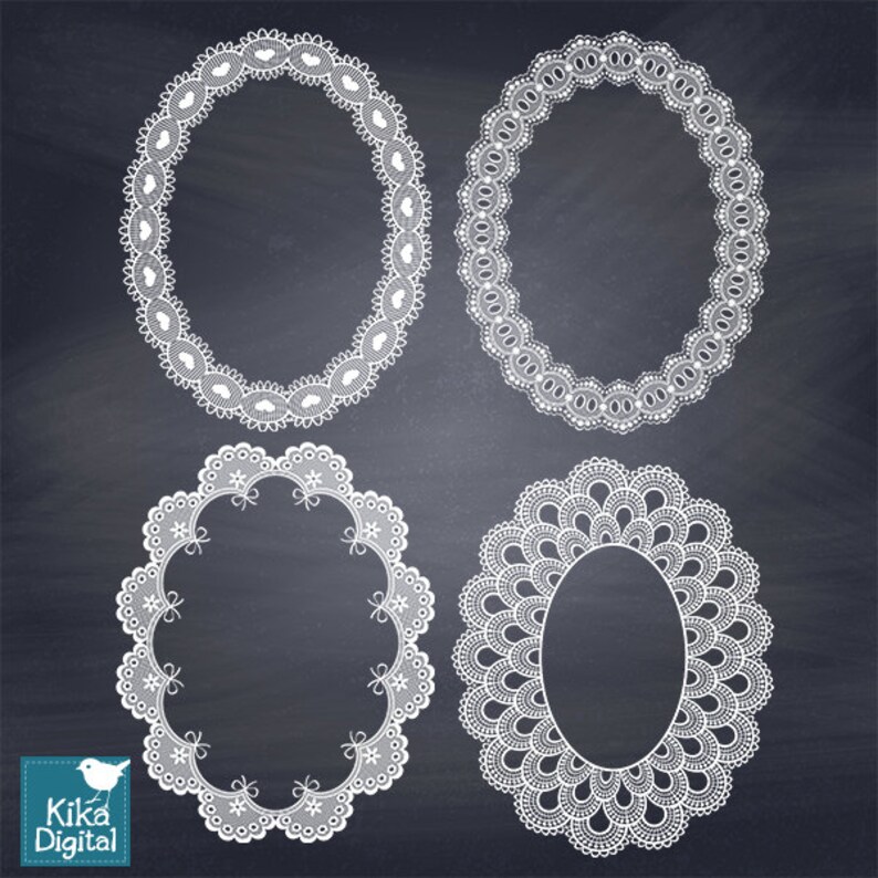 White Lace Frames Digital Lace Clip Art Wedding Lace - Etsy