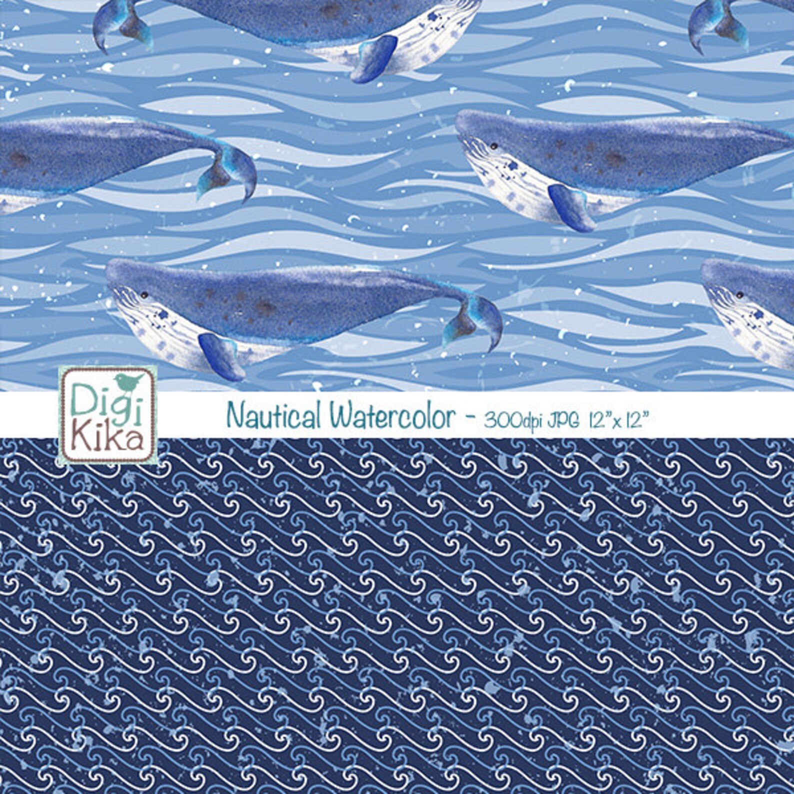 Nautical Watercolor Digital Papers Nautical Scrapbook Paper - Etsy