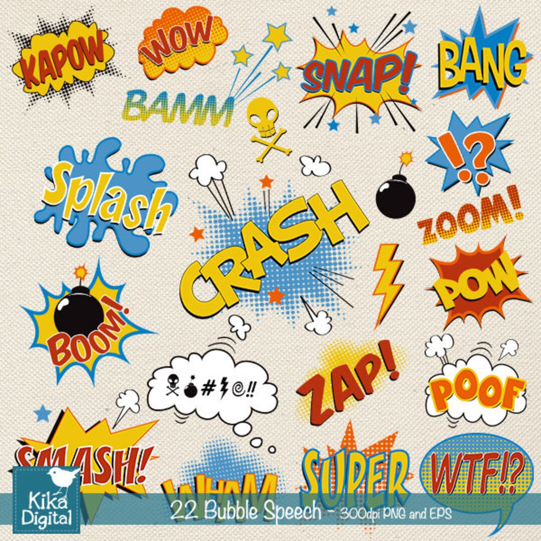 Speech Bubble Clipart, Super Hero Pop Art Text Clip Art, Scrapbook ...