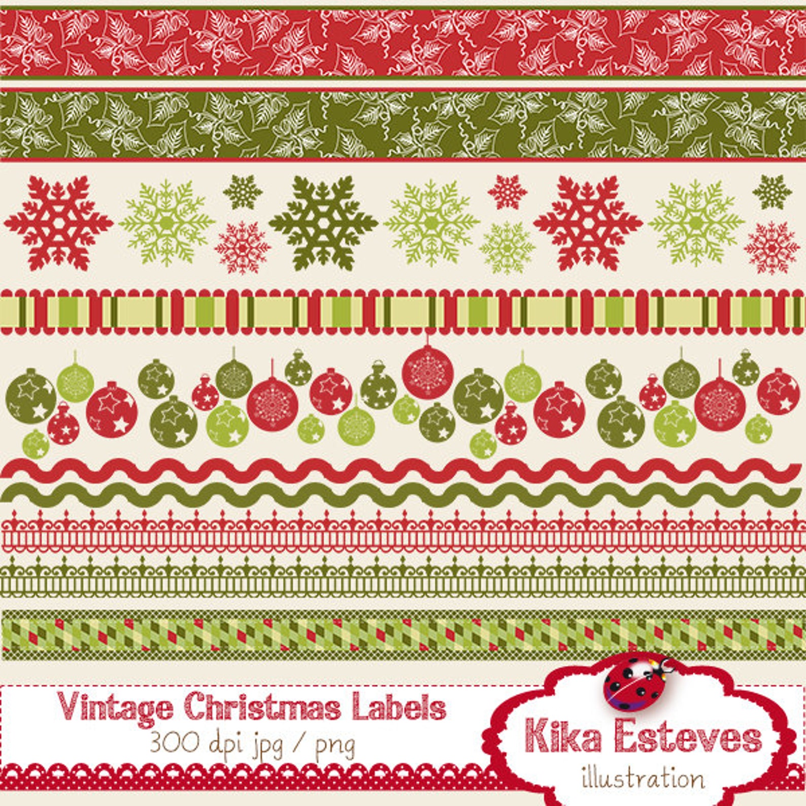Christmas Digital Clipart and Paper Bundle Scrapbook Card - Etsy