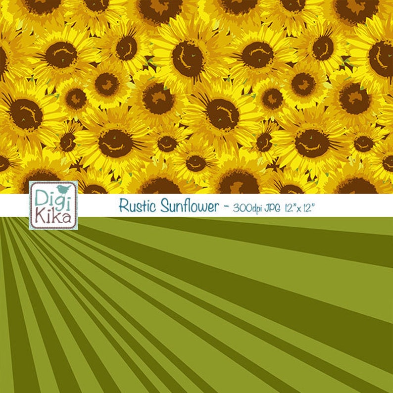 Rustic Sunflower Digital Papers Sunflowers Scrapbook Paper - Etsy