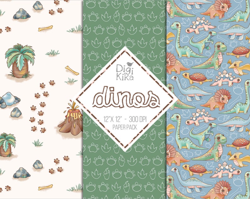 30 Dinosaur Digital Papers Dinos Digital Scrapbook Papers - Etsy