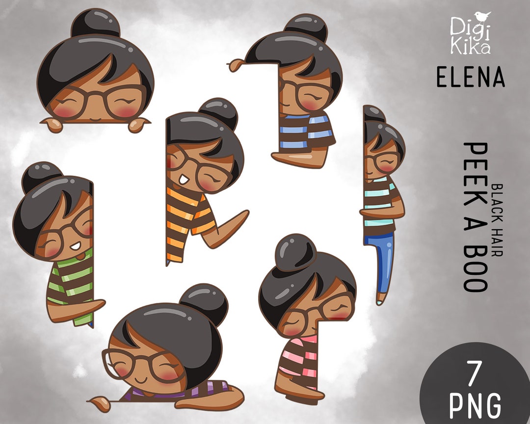 Elena Planner Girl Peek a Boo Clipart Planner Stickers, Scrapbook ...
