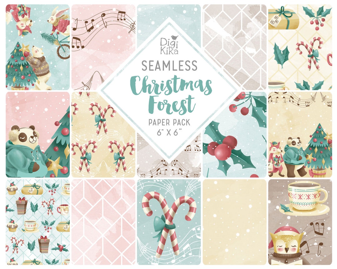 Christmas Forest Seamless Papers Cute Animals Tileable - Etsy