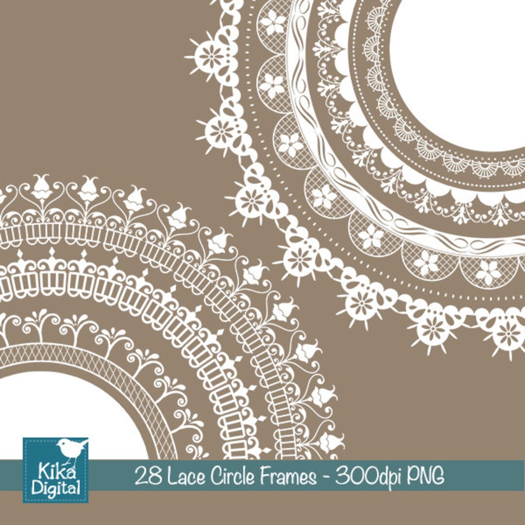 Lace Circle Frames Digital Clipart / Scrapbooking Card Design ...