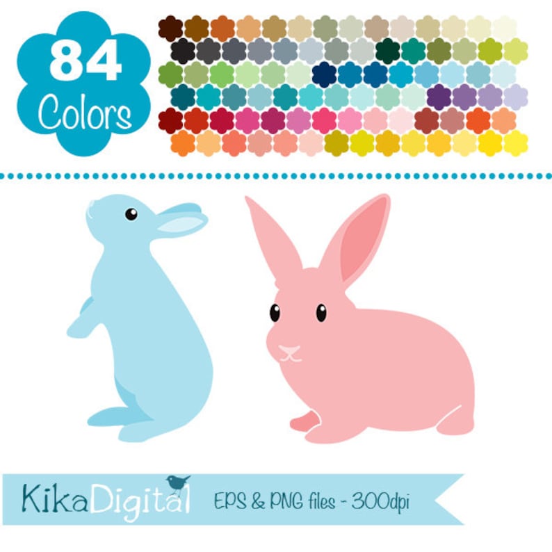 Bunnies Clip Art Rainbow Rabbits Clipart Colorful Baby - Etsy