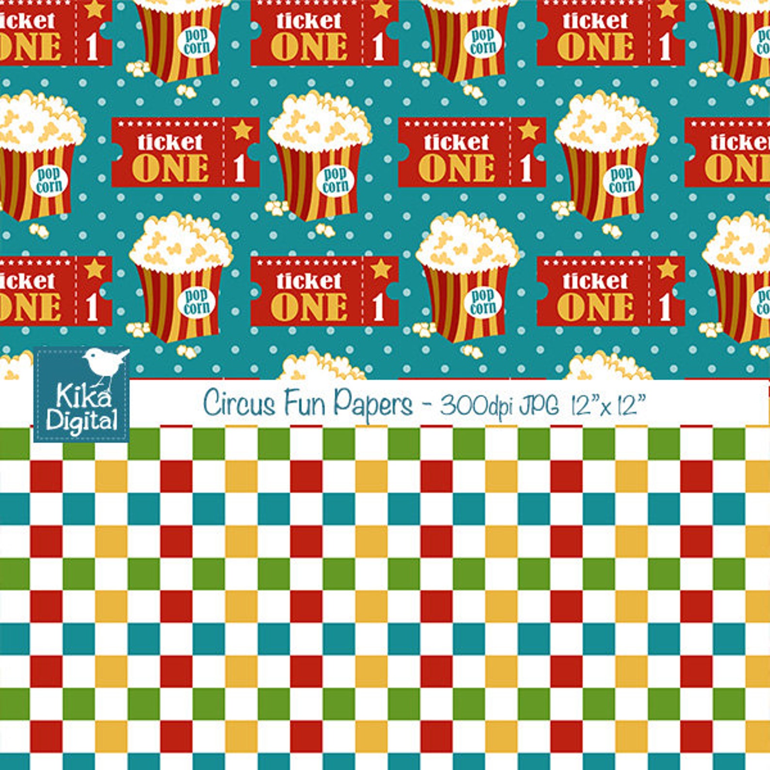 Circus Digital Papers Digital Scrapbooking Papers card | Etsy