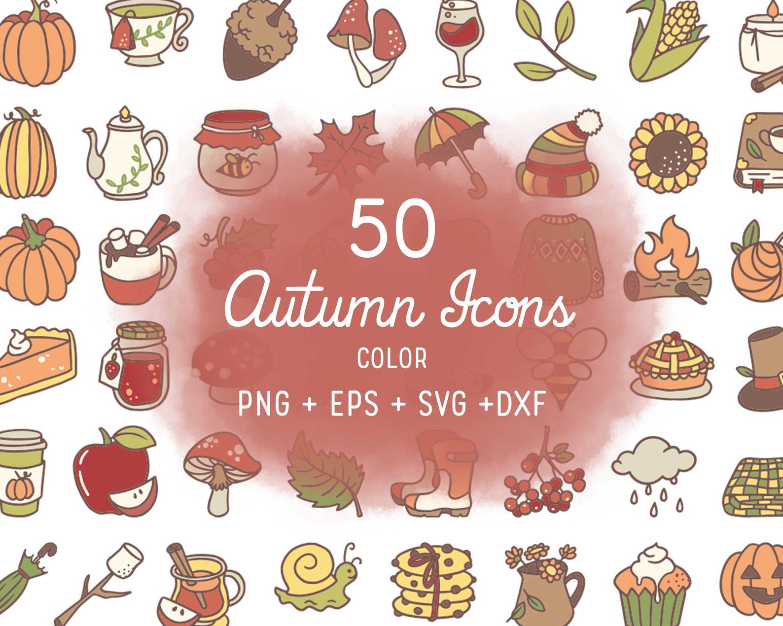 50 Autumn Color Icons Vector Fall Icons Clipart Digital | Etsy