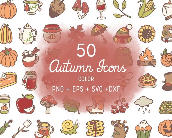 50 Autumn Color Icons Vector Fall Icons Clipart Digital | Etsy