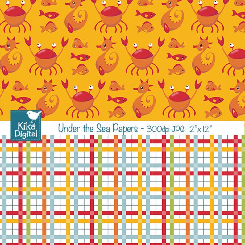 SALE Under the Sea Digital Papers cute sea animals scrapbook | Etsy