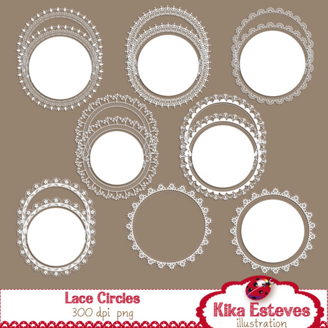 Lace Circle Frames Digital Clipart / Scrapbooking Card - Etsy
