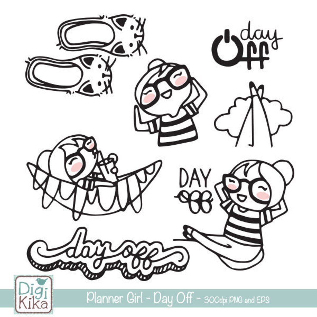 Planner Girl Day off Stamp Clipart Planner Stickers, Scrapbook , Card ...