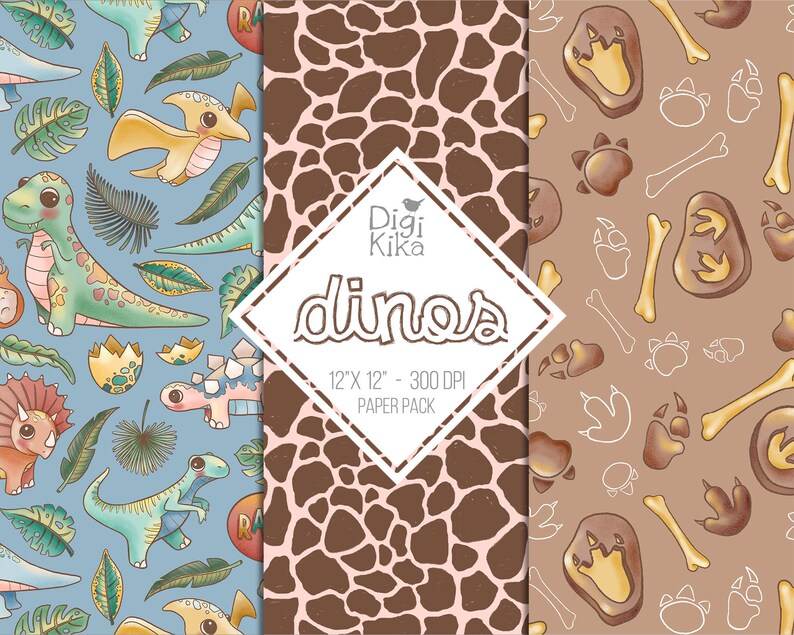 30 Dinosaur Digital Papers Dinos Digital Scrapbook Papers - Etsy