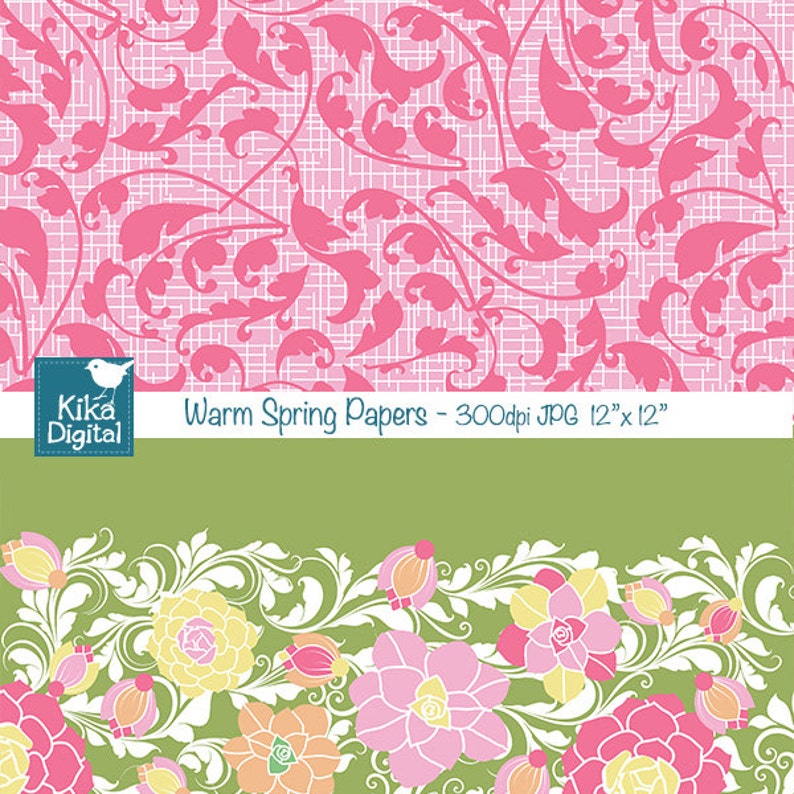 Warm Spring Digital Papers Digital Scrapbook Papers | Etsy