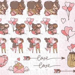 Planner Girl Valentine's Day Clipart COLOR Digital Stamp Planner ...