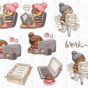 Elena Planner Girl Workaholic Stamp Clipart Planner Stickers, Scrapbook ...