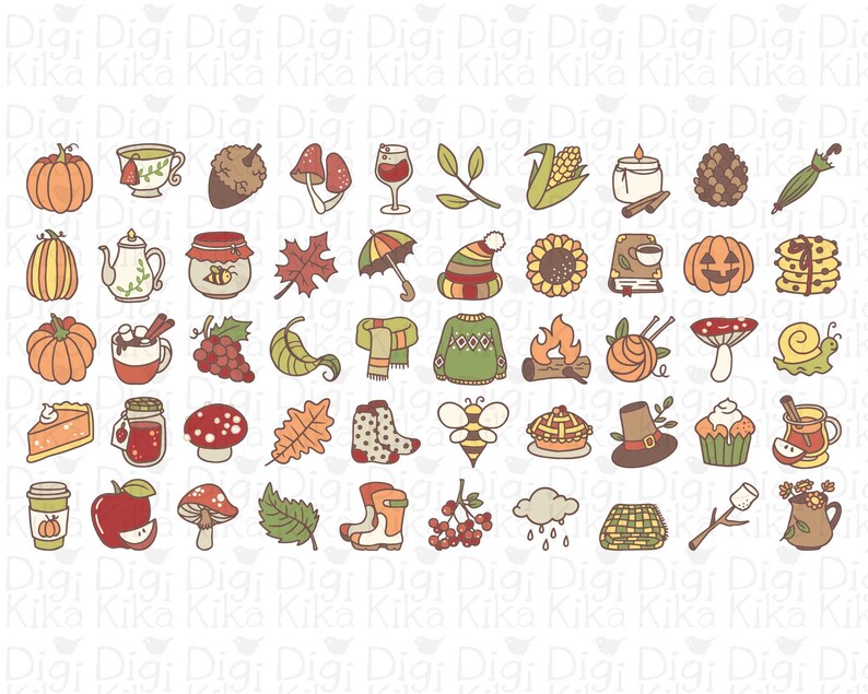 50 Autumn Color Icons Vector Fall Icons Clipart Digital | Etsy