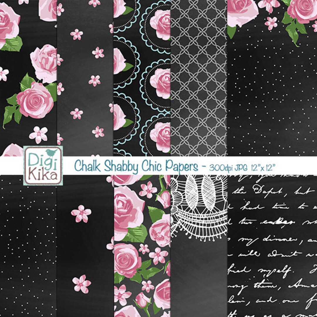 Chalkboard Shabby Chic Digital Papers Chalk Shabby Chic - Etsy