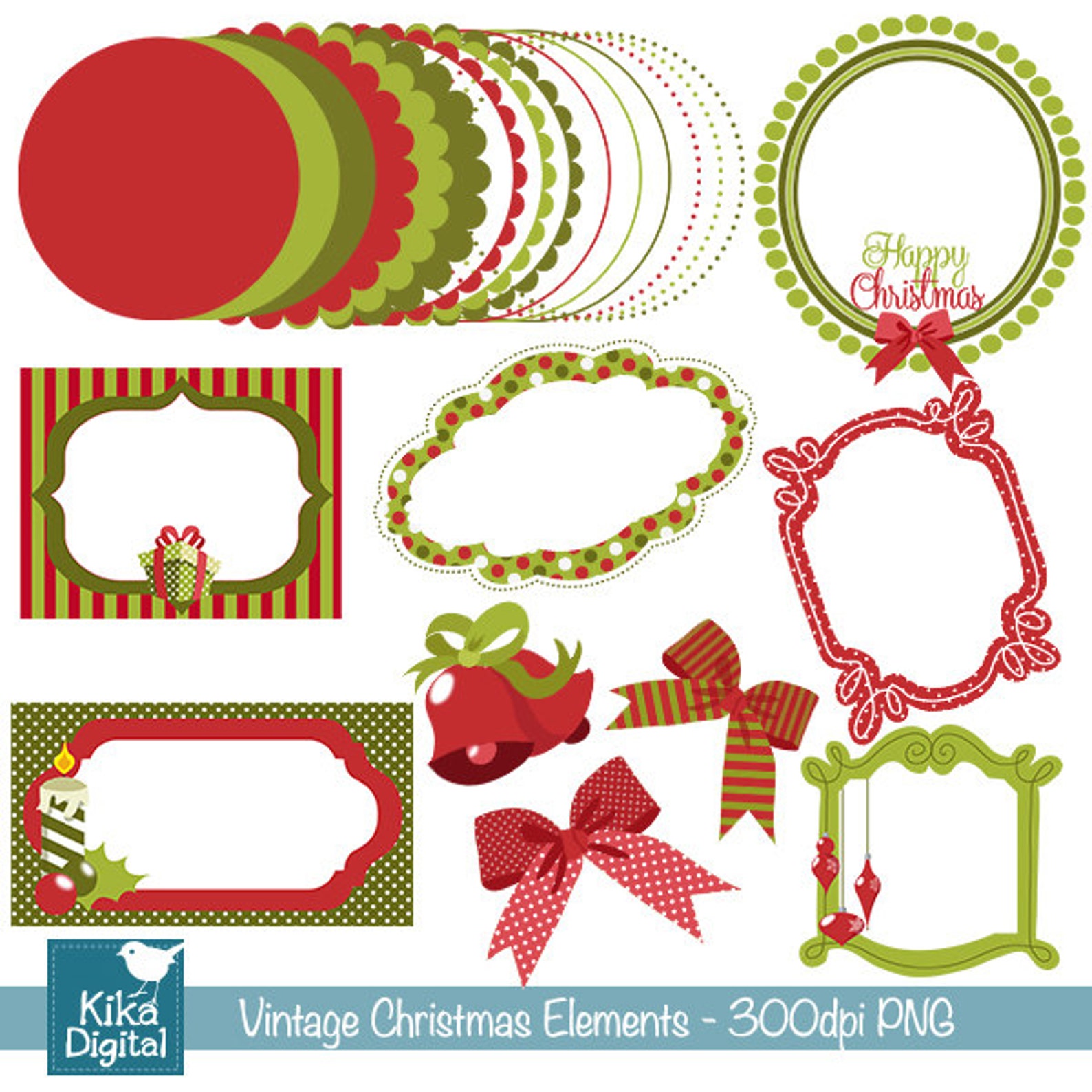 Christmas Digital Clipart and Paper Bundle Scrapbook Card - Etsy