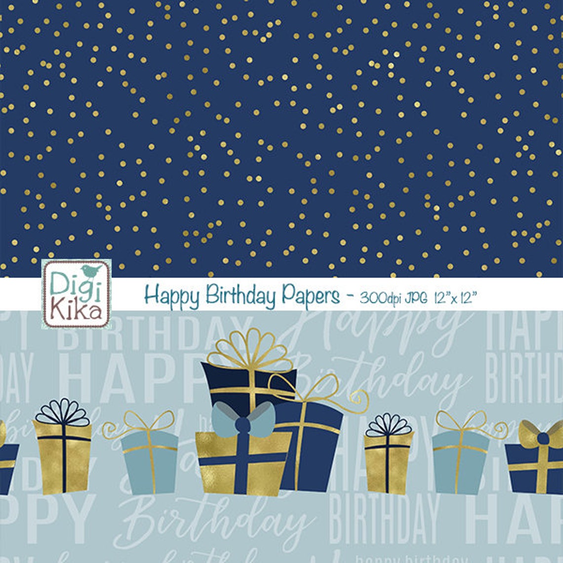Happy Birthday Digital Papers Scrapbooking Card Design | Etsy