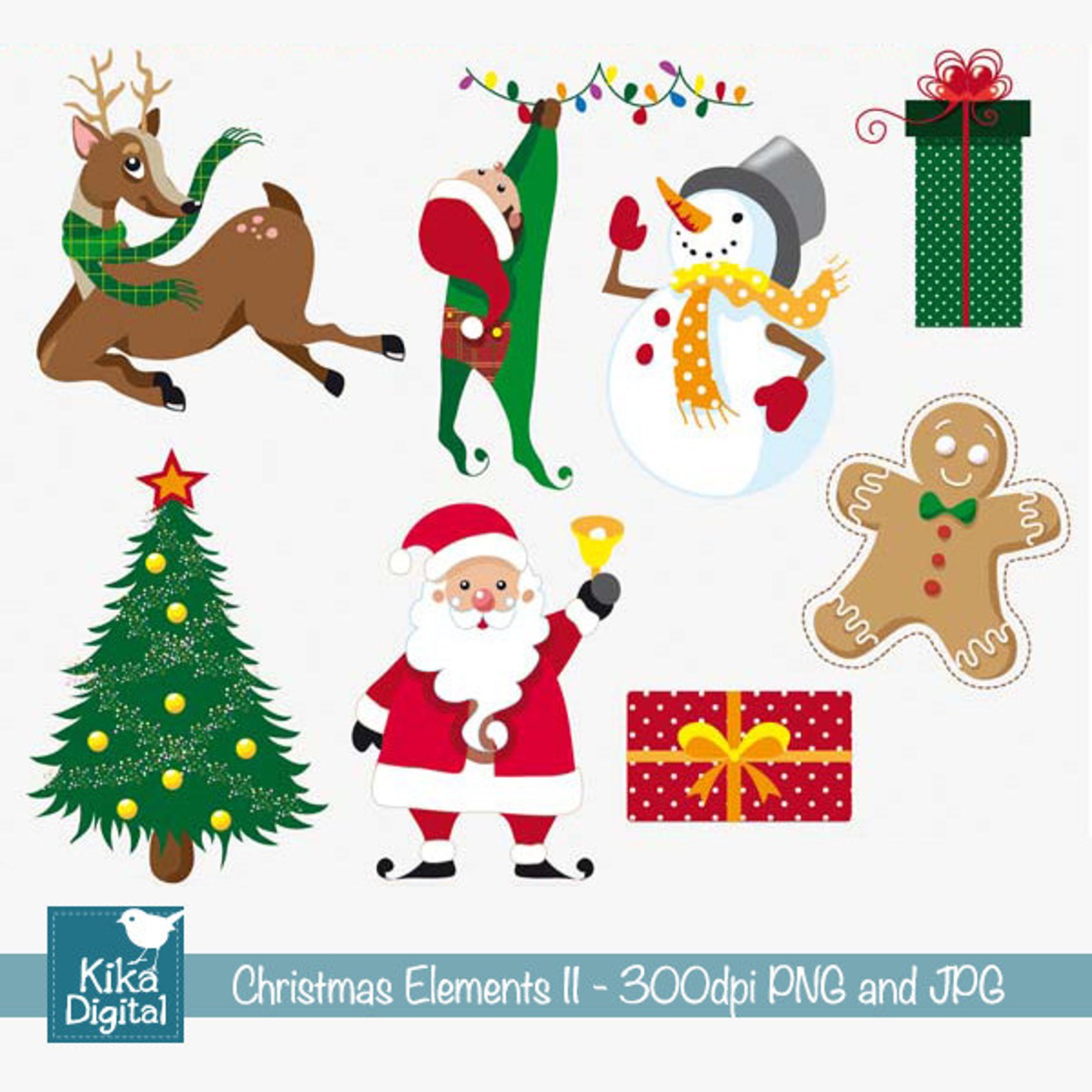Christmas Digital Clipart and Paper Combo Scrapbook Card - Etsy