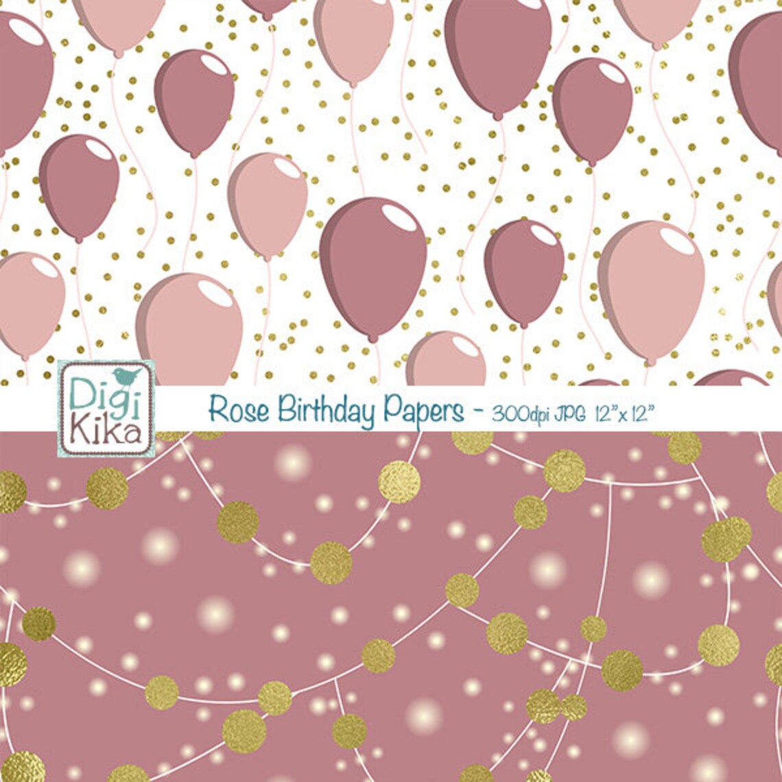 Rose Happy Birthday Digital Papers Scrapbooking Card - Etsy