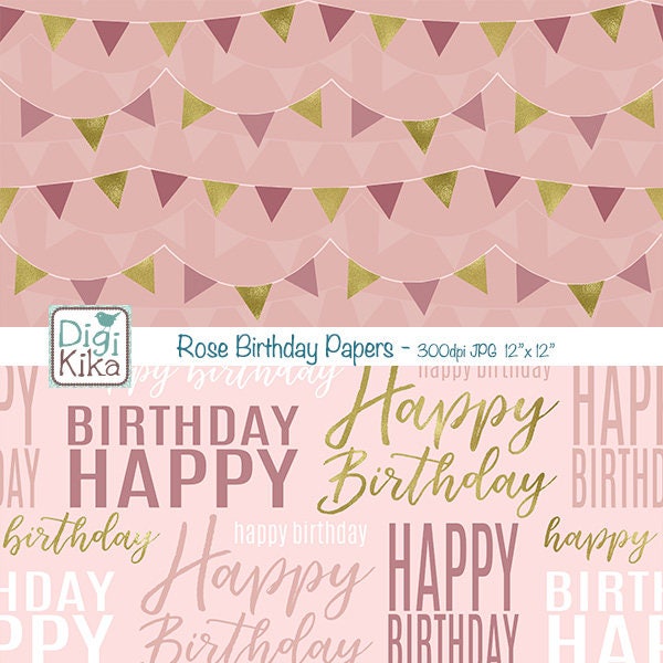 Rose Happy Birthday Digital Papers Scrapbooking Card | Etsy