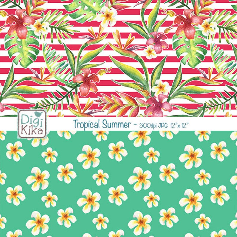 Tropical Summer II Digital Papers Summer Scrapbook Paper - Etsy
