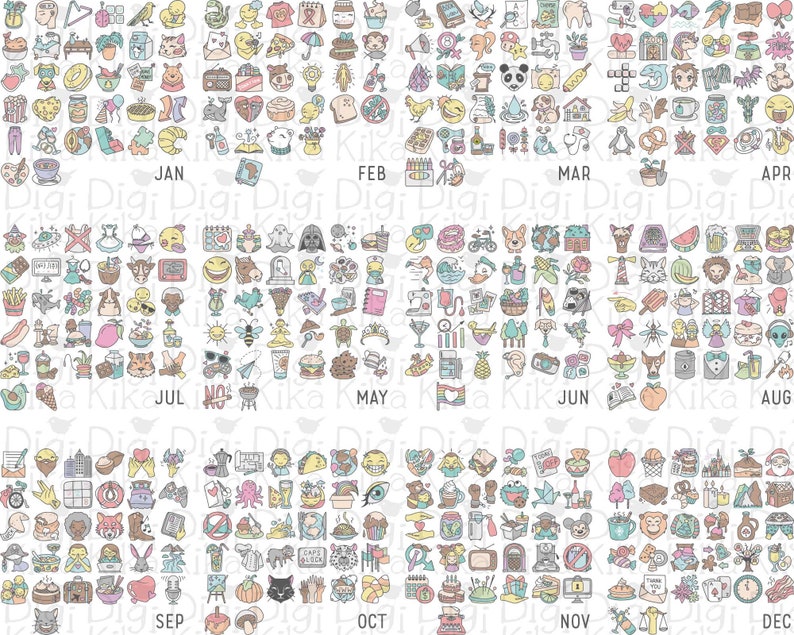 Wacky Holidays Icons PNG BUNDLE Color Icons Clipart - Etsy