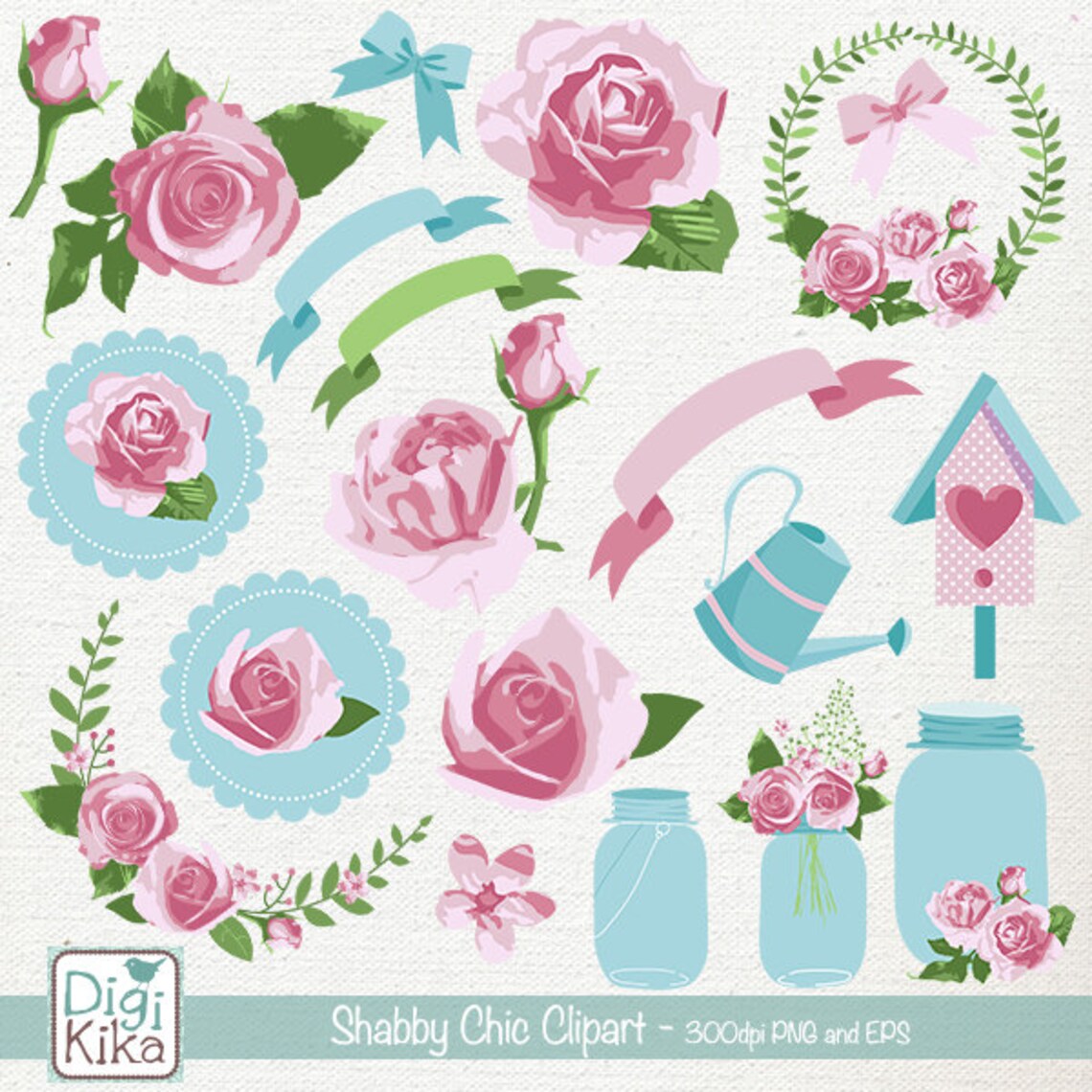 Shabby Chic Clipart Rustic Wedding Clip Art Floral Rustic | Etsy