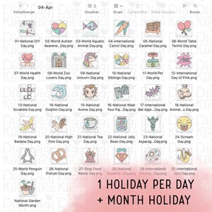 APRIL Wacky Holidays Icons PNG - Color and Stamp Icons Clipart ...