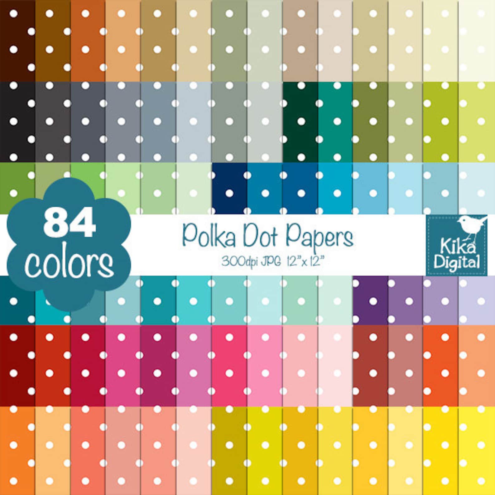 Polka Dot Digital Papers Rainbow Scrapbook Papers Huge - Etsy