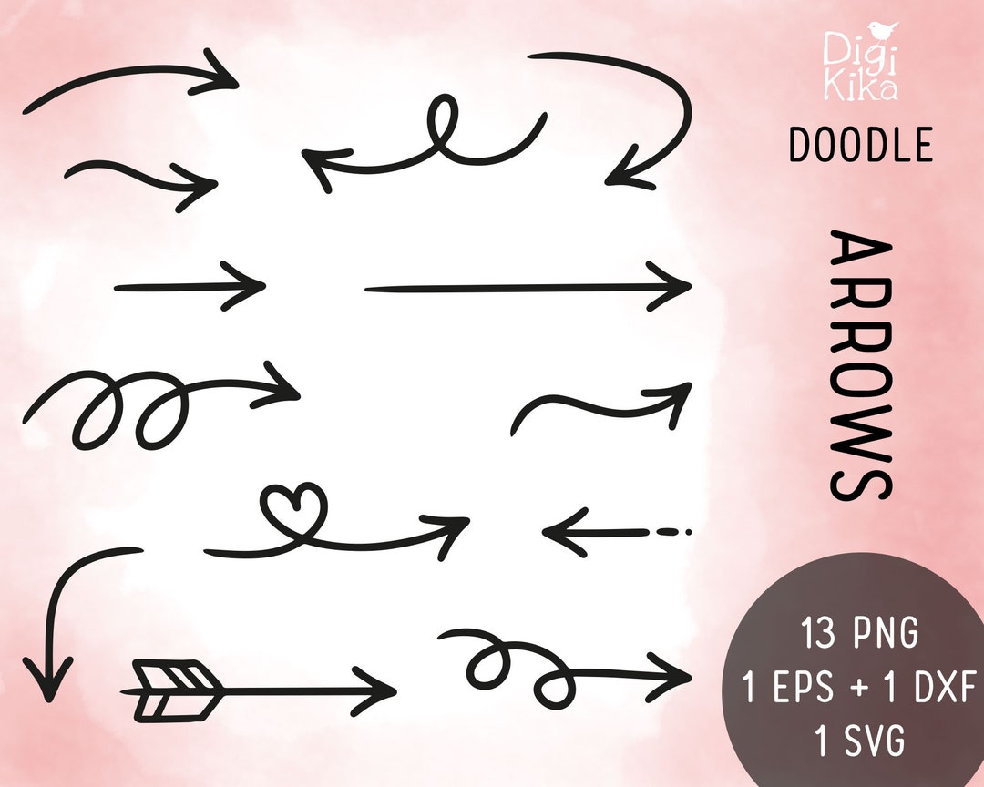 Arrows Doodle Clipart Set - Hand Drawn Doodle Digital Stamp - SVG, EPS ...