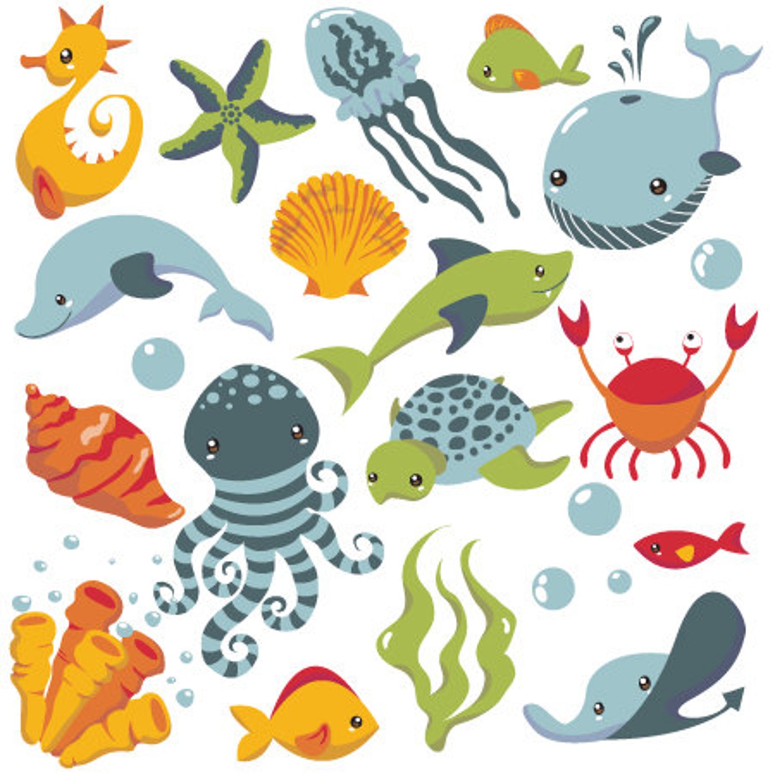 Under the Sea Digital Bundle Clipart and Paper Pack - Etsy