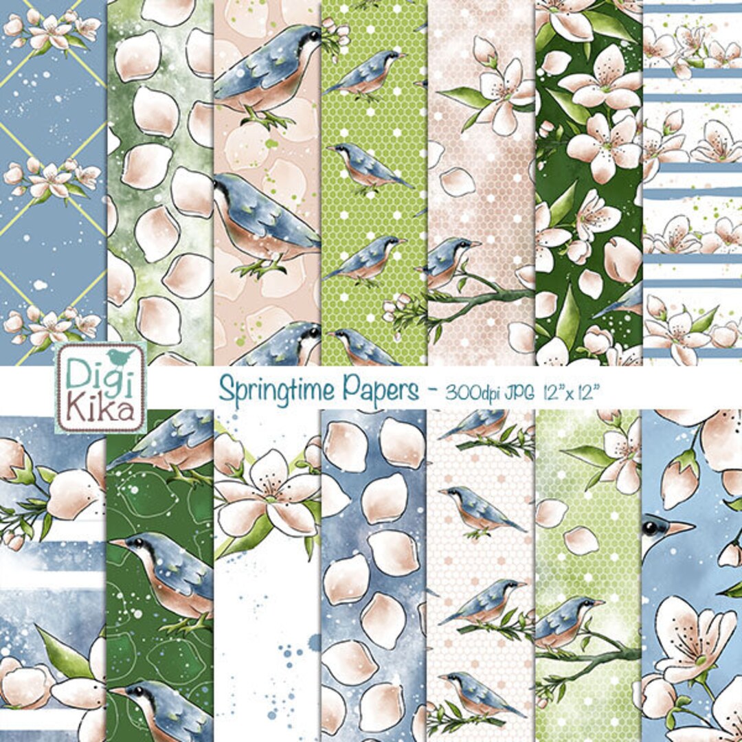 Springtime Digital Papers Spring Digital Scrapbook Papers - Etsy
