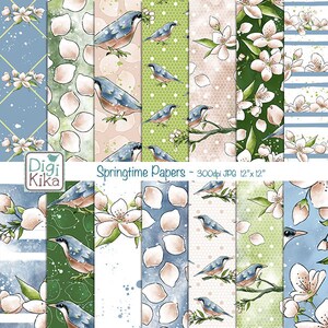 Springtime Digital Papers Spring Digital Scrapbook Papers - Etsy