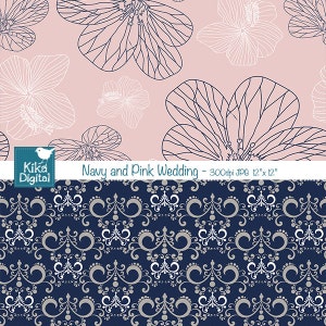 Navy and Pink Digital Papers Navy and Coral Digital Papers - Etsy