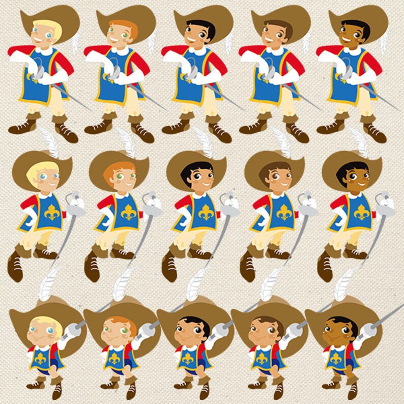 Three Musketeers Clip Art Musketeers Clipart Vector | Etsy