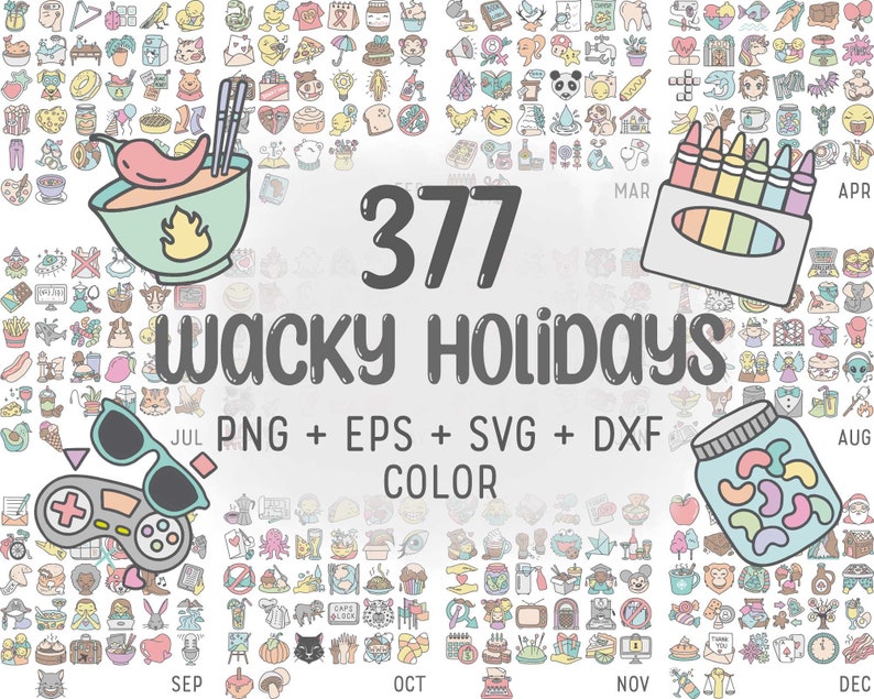 Wacky Holidays Icons COLOR BUNDLE Vector Icons Clipart - Etsy