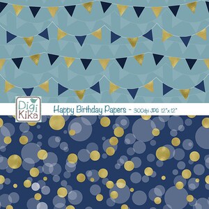 Happy Birthday Digital Papers - Scrapbooking, Card Design, Invitations ...