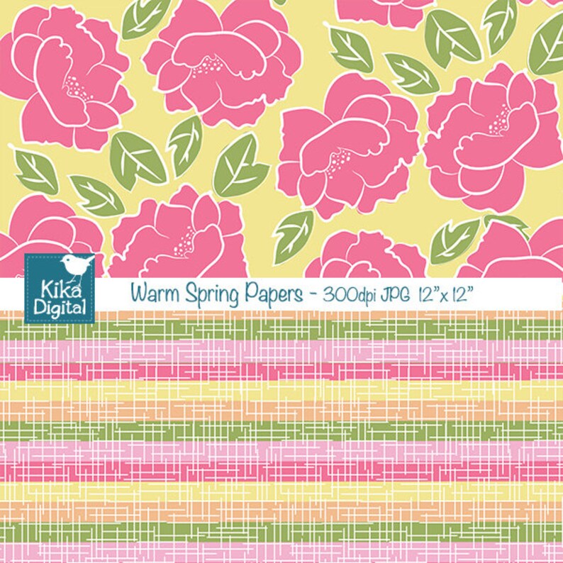 Warm Spring Digital Papers Digital Scrapbook Papers | Etsy