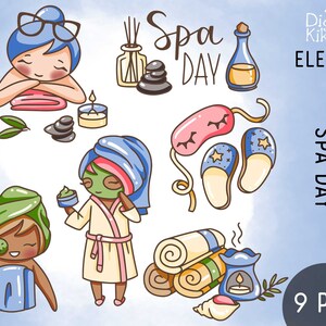Planner Girl Elena Spa Day COLOR Self Care Clipart Digital Stamp ...