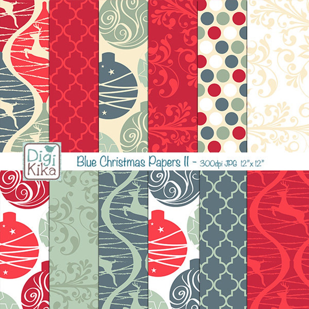 SALE Blue Christmas Digital Papers II Christmas Scrapbook - Etsy