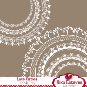 Lace Circle Frames Digital Clipart / Scrapbooking Card Design ...